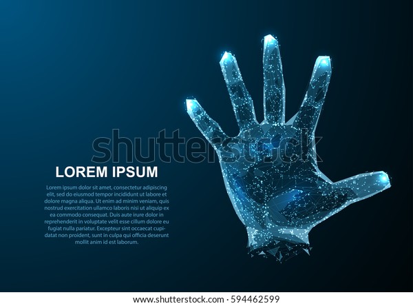 Hologram Hands Lines Points Scanning Fingers 库存矢量图（免版税）594462599 ...