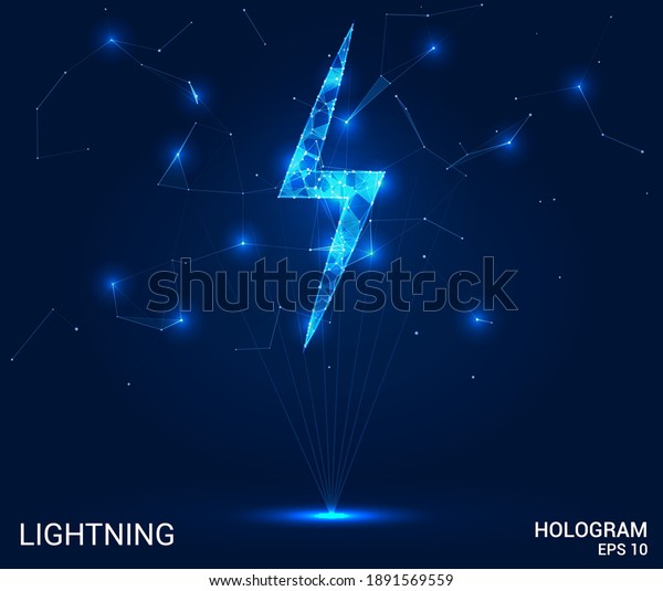 Hologram Lightning Lightning Polygons Triangles Points Stock Vector ...