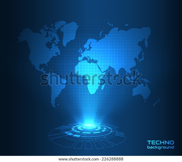 Hologram World Map Vector Eps10 Stock Vector (Royalty Free) 226288888