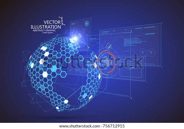 Holographic 3d Ui Design Technical Illustration Stock Vector (Royalty ...