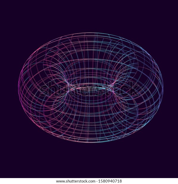 Holographic Rainbow Colored Wireframe Torus Concept Stock Vector ...