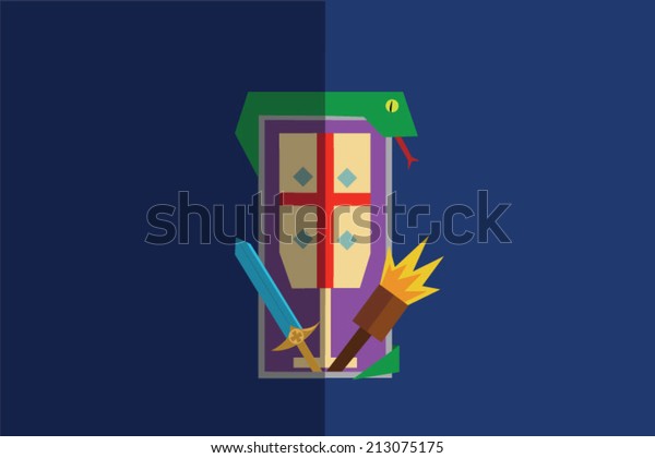 Holy Grail Snake Torch Sword Coat Stock Vector (Royalty Free) 213075175 ...