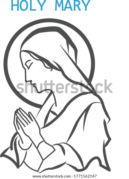 Holy Mother Mary Vector Black Outline Stock Vector (Royalty Free ...