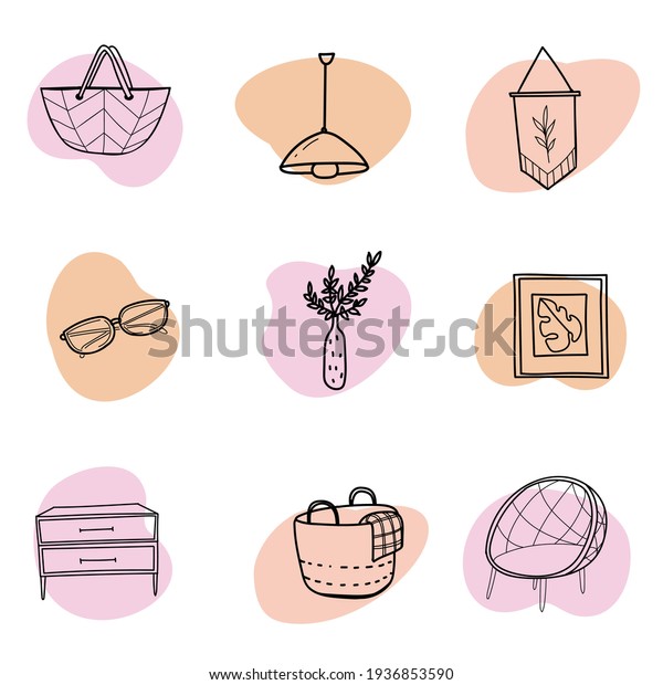 Home Doodle Icon Set Stories On Stock Vector (Royalty Free) 1936853590 ...
