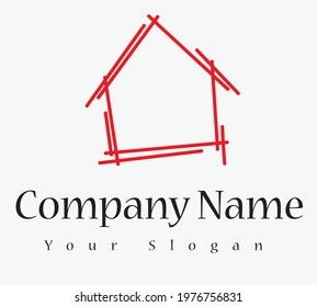 Home Draw Logo Design Template Vector Stock Vector (Royalty Free ...