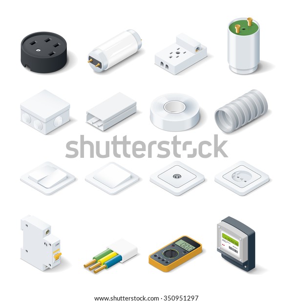 Home Electric Isometric Icon Set Vector Stock Vector (Royalty Free ...