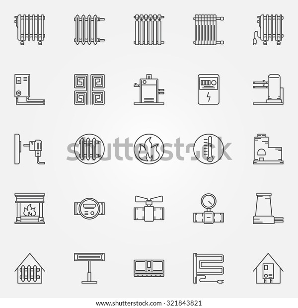 Home Heating Icons Set Vector Collection Stock Vector (Royalty Free ...