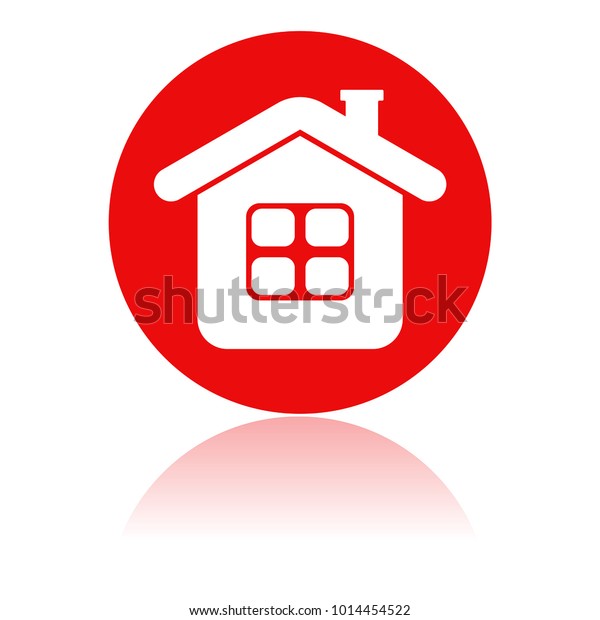 Home Icon Red Round Sign Building Stock Vector (Royalty Free ...