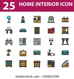 Home Interior Icon Set Filled Line Stock Vector (Royalty Free ...