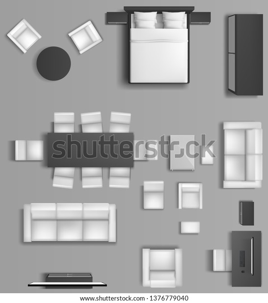 Home interior top view. Modern apartment accommodation of living room ...