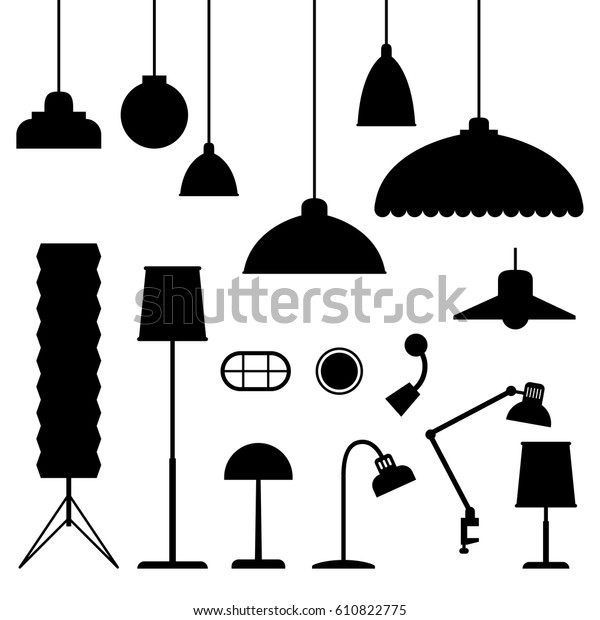 Home Lighting Silhouettes Vector Simple Black Stock Vector (Royalty ...
