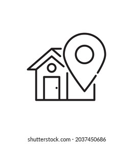 Home Location Vector Outline Icon Style Stock Vector (Royalty Free ...