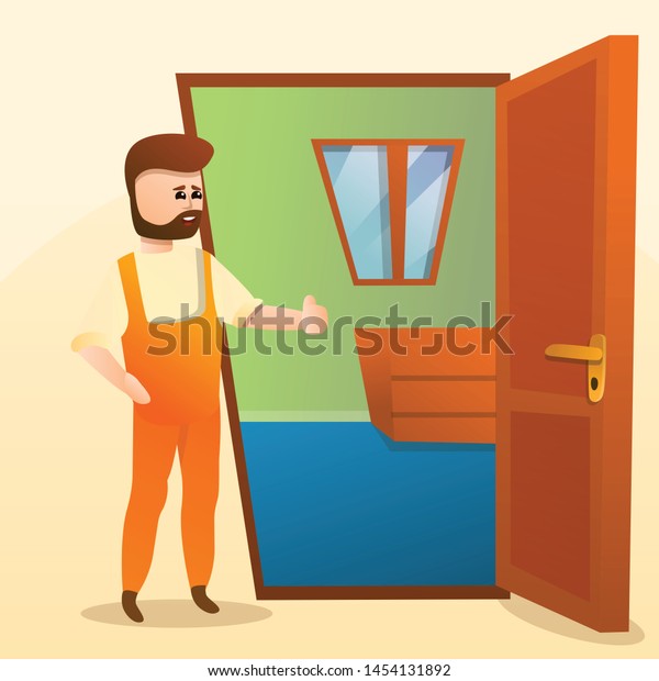 Home Locksmith Concept Background Cartoon Illustration Stock Vector ...