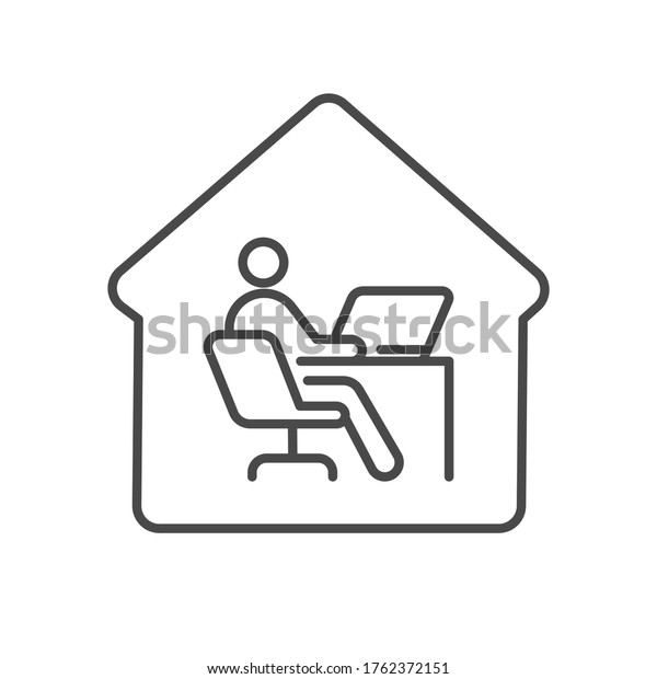 Home Office Remote Work Icon Editable Stock Vector (Royalty Free ...