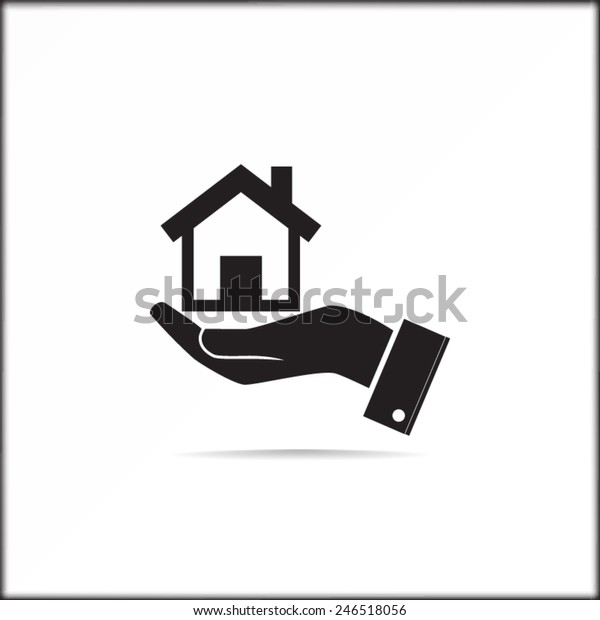 Home On Hand Vector Icon Stock Vector (Royalty Free) 246518056 ...