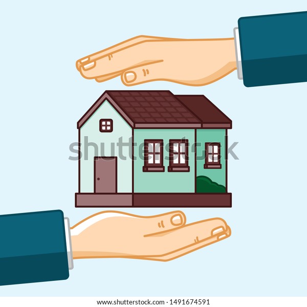 Home Protection Insurance Concept Insurance Agent Stock Vector (Royalty ...