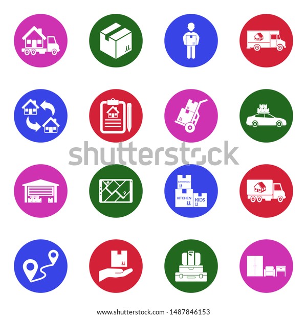 Home Removal Icons White Flat Design Stock Vector (Royalty Free ...