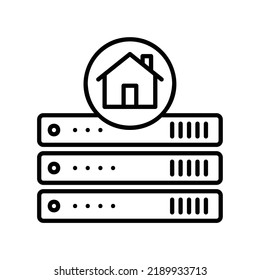Vektor Stok Home Server Icon Black Outline Style (Tanpa Royalti ...