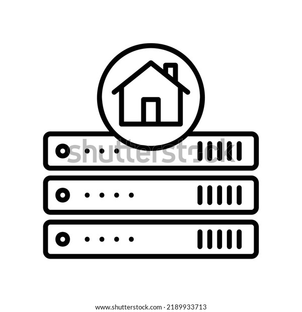 Vektor Stok Home Server Icon Black Outline Style (Tanpa Royalti ...