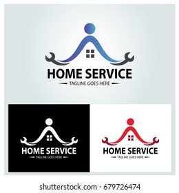 Home Service Logo Design Template Wrench Stock Vector (Royalty Free ...