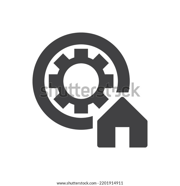 Home Setting Icon House Gear Icon Stock Vector (Royalty Free ...