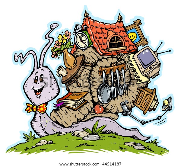 Home Sweet Home Cartoon Snail Stock Vector (Royalty Free) 44514187 ...