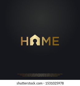 Home Text Logo Icon Design Golden Stock Vector (Royalty Free ...
