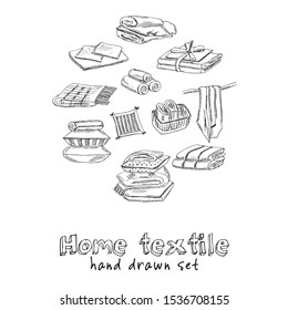 Home Textile Icon Set Hand Drawn Stock Vector (Royalty Free) 1536708155 ...