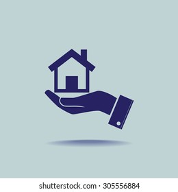 Home On Hand Vector Icon Stock Vector (Royalty Free) 246518056 ...