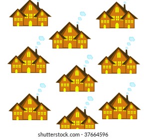Vector Seamless Pattern Houses Handdrawn Style Stock Vector (Royalty ...