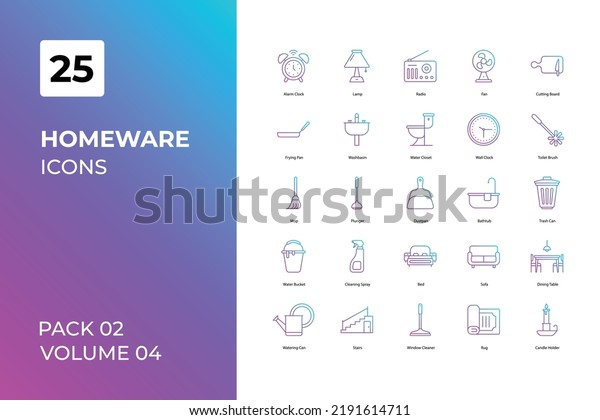 Home Ware Icons Collection Set Contains Stock Vector (Royalty Free ...