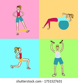 Home Workout Illustrations Hand Drawn Beautiful: เวกเตอร์สต็อก (ปลอดค่า ...