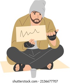 Homeless Man Begs Flat Vector Illustration Stock Vector (Royalty Free ...