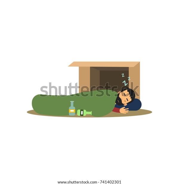 Homeless Man Character Sleeping On Street Stock Vector (Royalty Free ...