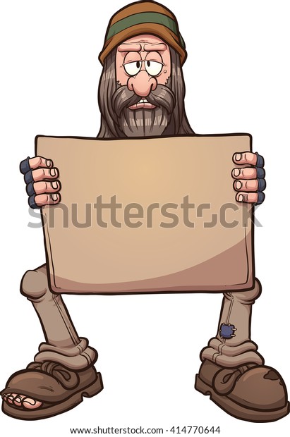 Homeless Man Holding Sign Vector Clip Stock Vector (Royalty Free ...