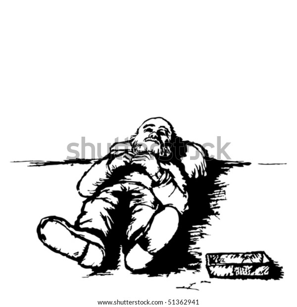 Homeless Man Vector Illustration Person Economic Stock Vector (Royalty ...