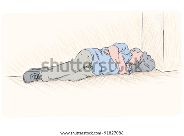 Homeless Man Vector Illustration Person Economic Stock Vector (Royalty ...