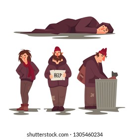 Homeless People Vector Characters Set Flat Stock Vector (Royalty Free ...