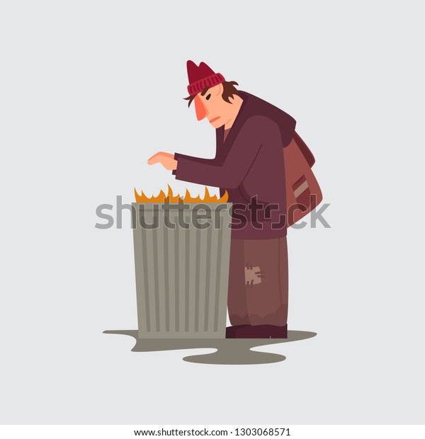 Homeless Person Vector Character Isolated Flat Stock Vector (Royalty ...