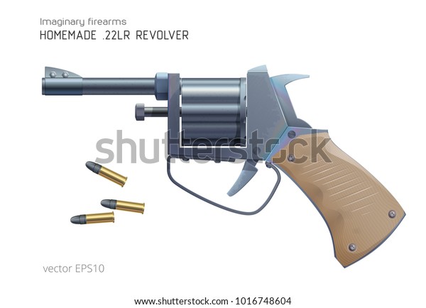 Homemade 22lr Revolver Vector Realistic Small: เวกเตอร์สต็อก (ปลอดค่า ...