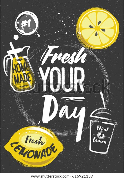 Homemade Lemonade Graphic Elements Poster Quote Stock Vector (Royalty ...
