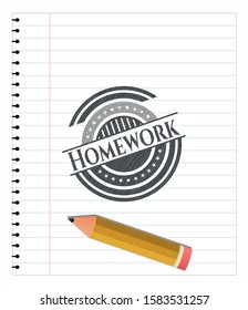 Homework Emblem Draw Pencil Effect Vector Stock Vector (Royalty Free ...