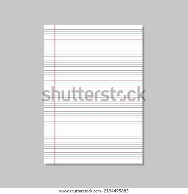 Homework School Copybook Lined Paper Background Stock Vector (Royalty ...