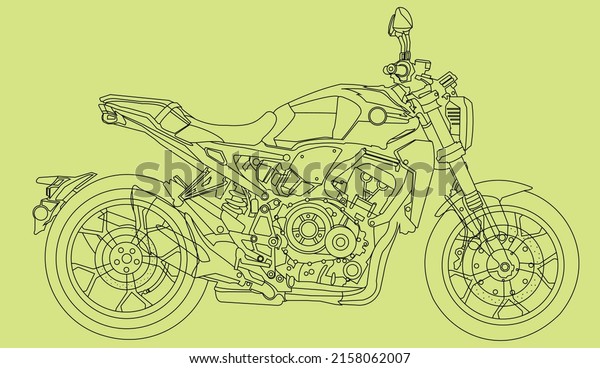 Honda Motorcycle Vector Illustration Coloring Page: vetor stock (livre ...