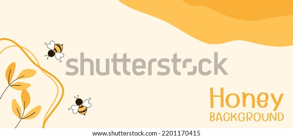 Honey Background Bee Cartoons Leaves Hand Stock Vector (Royalty Free ...