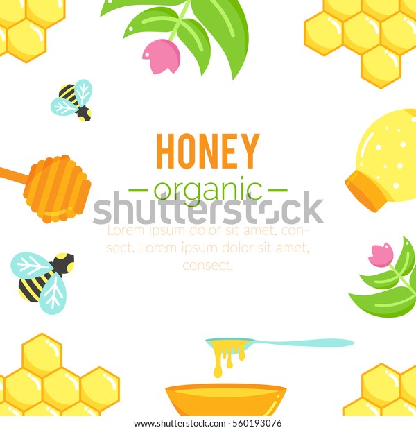 Honey Background Bee Design Natural Organic Stock Vector (Royalty Free ...