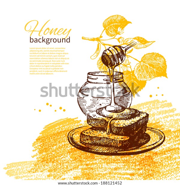 Honey Background Hand Drawn Sketch Illustration Stock Vector (Royalty ...