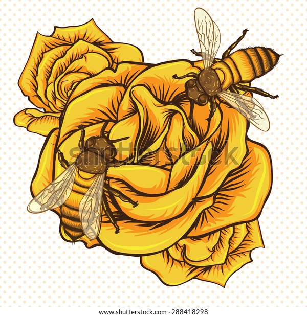 Honey Bee Flower Vector Illustration Stock Vector (Royalty Free) 288418298