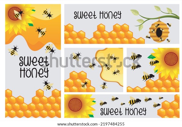 Honey Bee Honey Bee Template Banner Stock Vector (Royalty Free ...