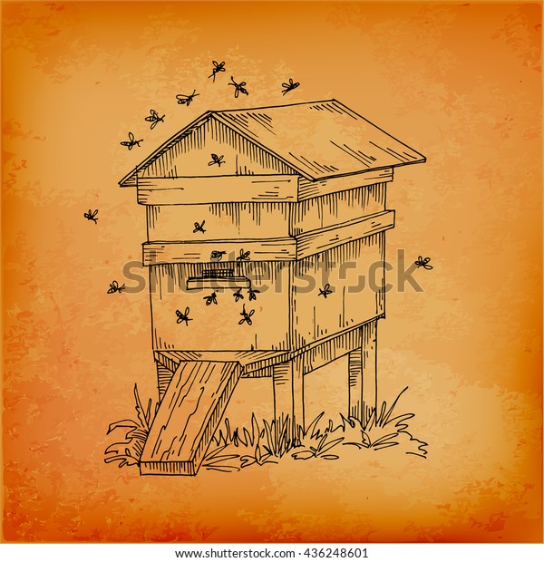 Honey Beehive Honey Bee Hive Vector: стоковая векторная графика (без ...